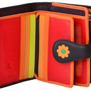 Visconti Sunshine DS-80 Womens Floral Multi Colored Bifold Wallet - Black Multi