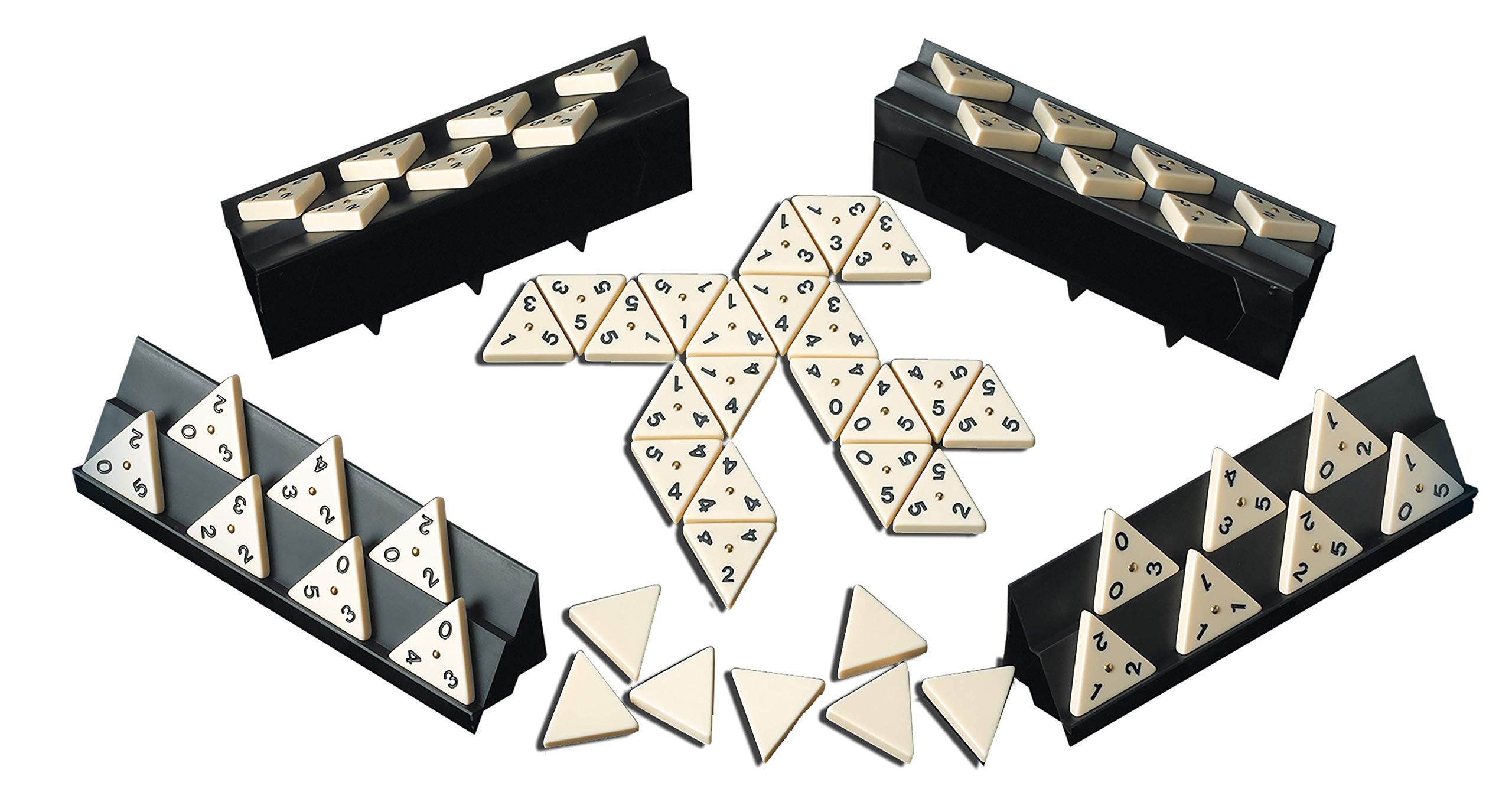 Pressman Tri-Ominos - Deluxe Edition Triangular Tiles with Brass Spinners, 5"