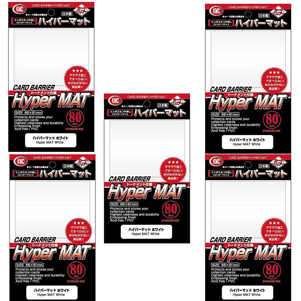 KMC Hyper Matte Sleeves White ×5 Sets (5 Packs/total 400 Sheets) (Japan Import) Made in Japan (1 Pack)