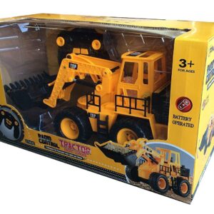 Top Race TR-113 5 Channel Full Functional Remote Control Tractor Toy Front Loader - 14 x 6 x 8 inch Electric RC Remote Control Construction Toy Tractors with Lights and Sounds