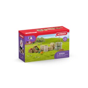 Schleich Horse Club 14pc. Toy Feed and Accessory Set for Horses and Animals - Detailed Hay, Straw, and Carrot Horse Feed, for Education and Imaginative Play for Girls and Boys, Gift for Kids Ages 5+