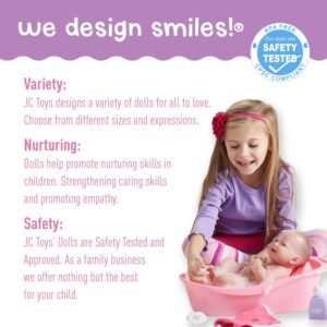 10 Piece Deluxe Diaper Bag Gift Set | Feat. 13" Realistic Smiling Baby Newborn Doll | La Newborn - JC Toys | All Vinyl | Washable | Ages 2+, Pink