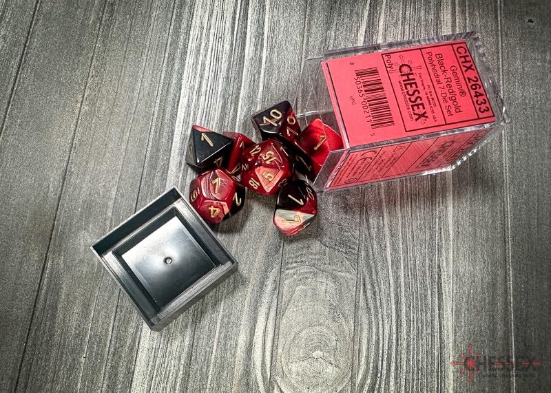 Gemini Polyhedral 7 Die Set, Black/Red/Gold by Chessex