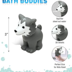 DolliBu Wolf Bath Buddy Squirter – Floating Wolf Rubber Bath Toy, Fun Water Squirting Bathtime Play For Toddlers, Cute and Soft Wild Life Animal Toy For The Bathtub, Beach, and Pool for Girls and Boys