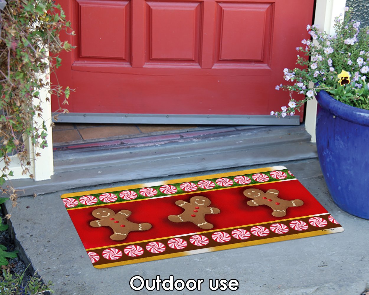 Toland Home Garden 800099 Gingerbread Men Winter Door Mat 18x30 Inch Christmas Outdoor Doormat for Entryway Indoor Entrance