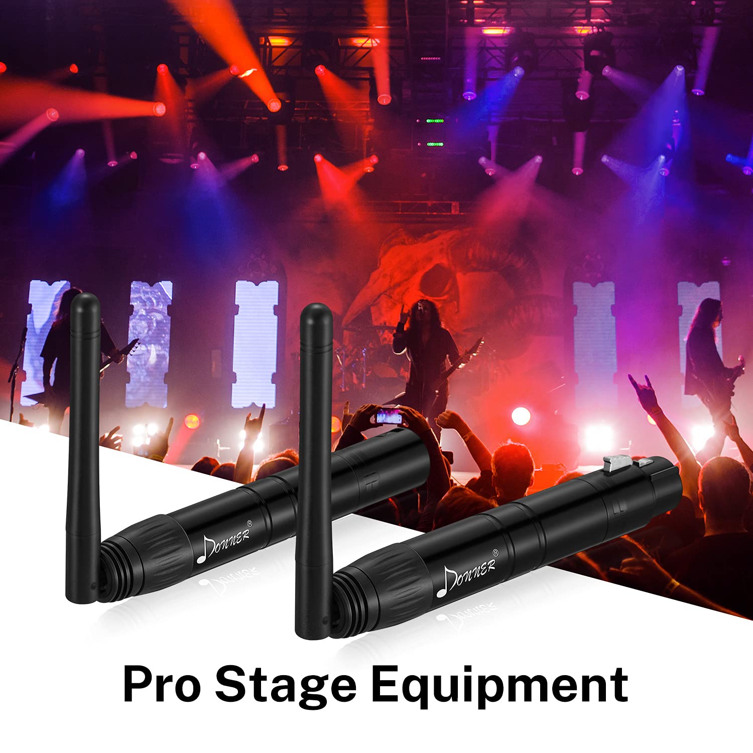 Donner 2PCS DMX512 DMX Dfi DJ 2.4G Wireless 1 Receiver with Light Dome& 1 Transmitter Stage Lighting Control (Black)