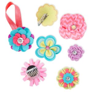 Craftabelle – Flower Hair Accessories Kit – 150pc Set with Felt Shapes & Buttons – Blossoming Beauties Creation Kit – Arts & Crafts Kits for Kids Aged 8 years +