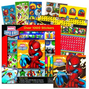 avengers stickers for kids - bundle with over 1000 marvel stickers for water bottles, laptop, skateboard, bike, play dates | spiderman stickers party favor