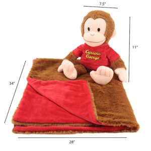 Animal Adventure | Cuddle Bundles | Curious George | Super-Soft Machine Washable Blankie & Plush Toy Brown, 11 inches