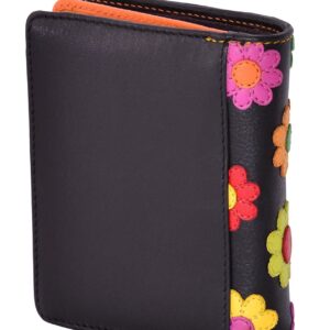 Visconti Sunshine DS-80 Womens Floral Multi Colored Bifold Wallet - Black Multi