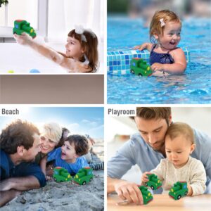 DolliBu Train Bath Buddy Squirter - Floating Green Train Rubber Bath Toy, Fun Water Squirting Bathtime Play for Toddlers, Cute & Soft Transportation Toy for The Bathtub, Beach & Pool for Boys & Girls