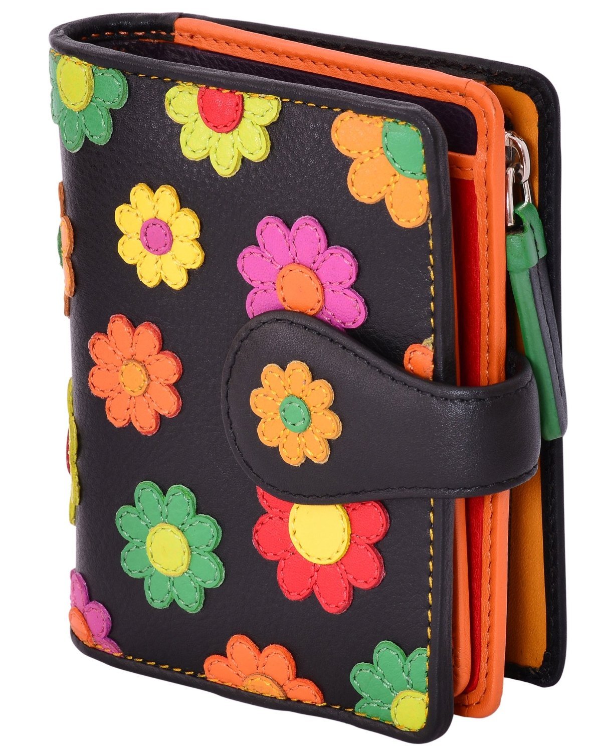 Visconti Sunshine DS-80 Womens Floral Multi Colored Bifold Wallet - Black Multi