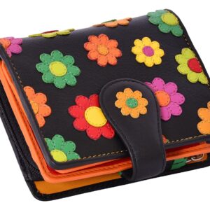 Visconti Sunshine DS-80 Womens Floral Multi Colored Bifold Wallet - Black Multi