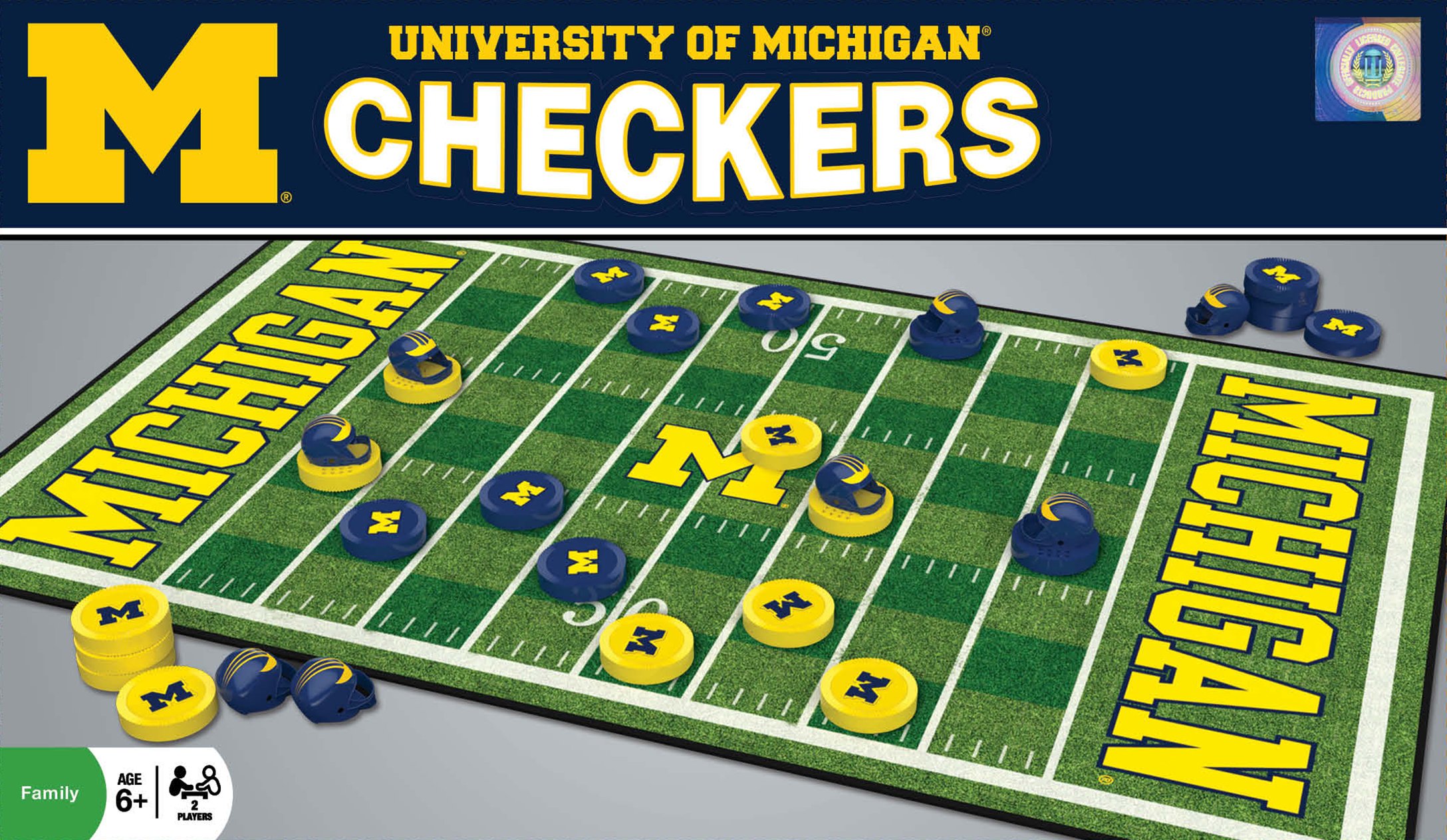 MasterPieces Family Game - NCAA Michigan Wolverines Checkers - Officially Licensed Board Game for Kids & Adults