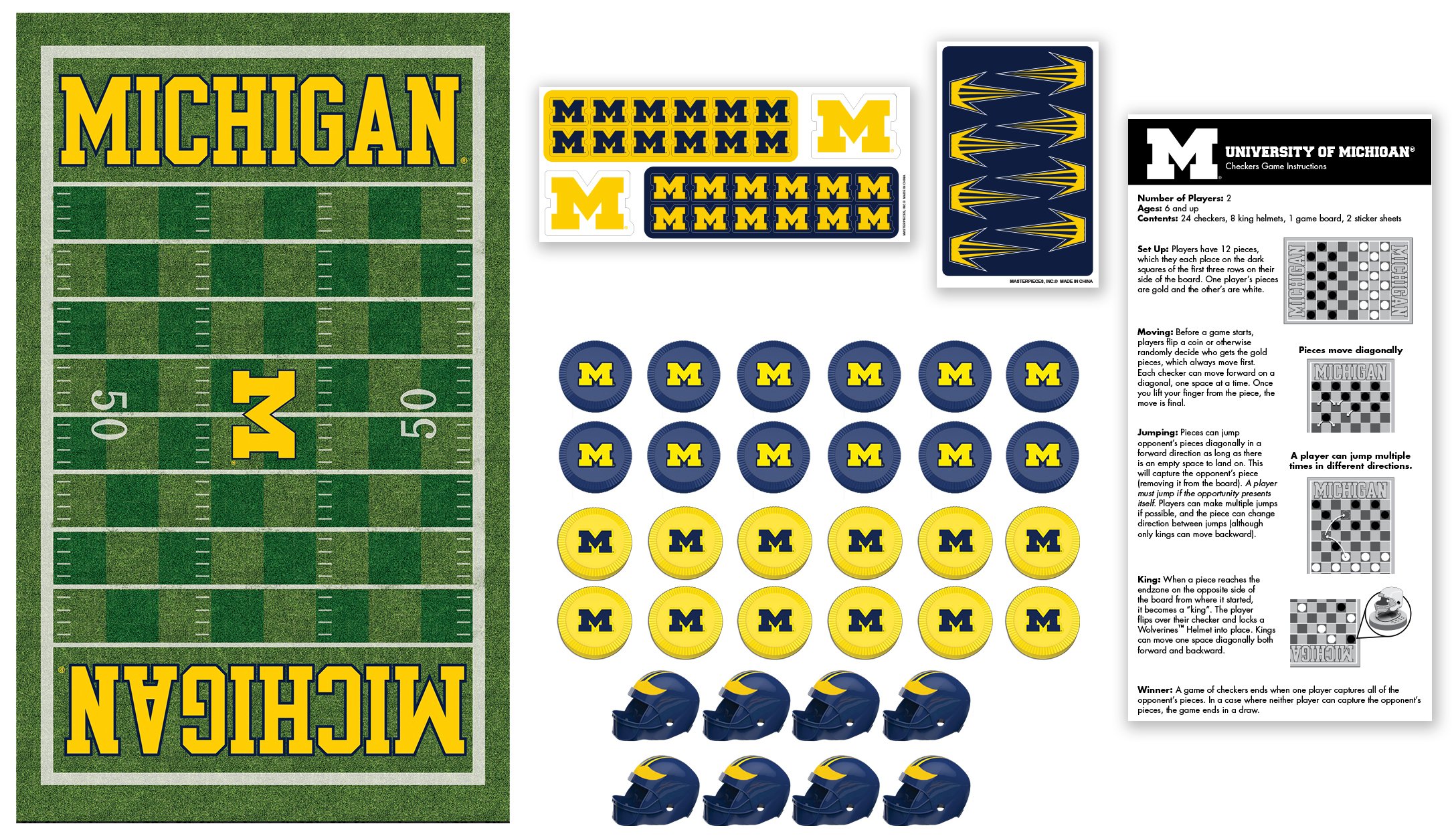 MasterPieces Family Game - NCAA Michigan Wolverines Checkers - Officially Licensed Board Game for Kids & Adults