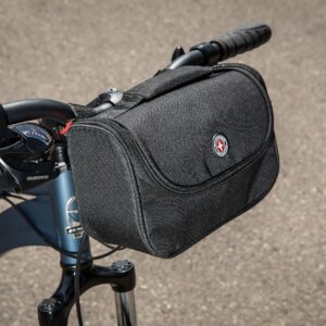 Schwinn Bike Handlebar Bag, Easy to Install, Front Bag Mounted Bicycle Accessories, Waterproof and Zippered, Black