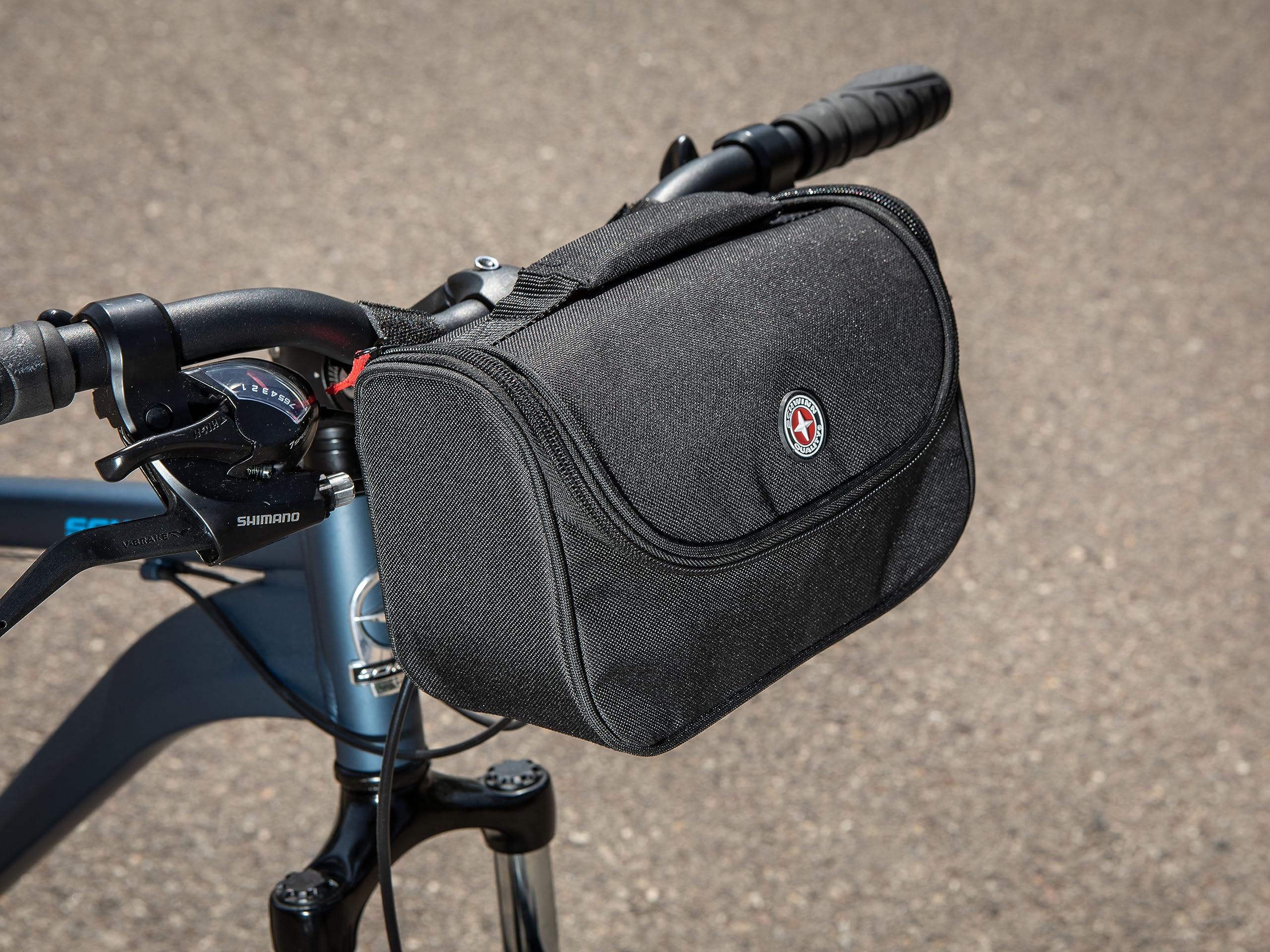 Schwinn Bike Handlebar Bag, Easy to Install, Front Bag Mounted Bicycle Accessories, Waterproof and Zippered, Black