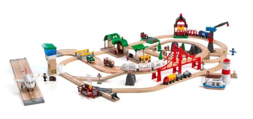 BRIO World 33766 Deluxe Railway Set - Ultimate Wooden Train Adventure for Kids Aged 3 and Up | Interactive and Educational | Compatible with All Brio Railway Toys | Certified Sustainable Toy