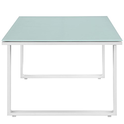 Modway Fortuna Aluminum Glass Outdoor Patio 44" Coffee Table in White