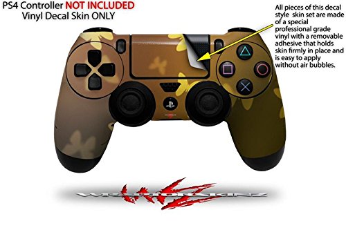 WraptorSkinz Vinyl Decal Skin Compatible with Sony PS4 Controller PlayStation 4 Original Slim and Pro Bokeh Butterflies Yellow (Controller NOT Included)