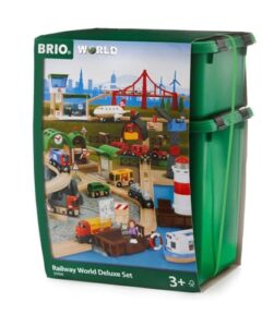 brio world 33766 deluxe railway set - ultimate wooden train adventure for kids aged 3 and up | interactive and educational | compatible with all brio railway toys | certified sustainable toy