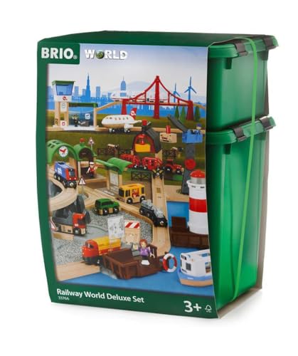 BRIO World 33766 Deluxe Railway Set - Ultimate Wooden Train Adventure for Kids Aged 3 and Up | Interactive and Educational | Compatible with All Brio Railway Toys | Certified Sustainable Toy