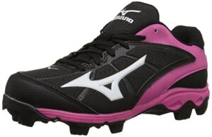 mizuno 9 spike adv yth finch frhse6 bp youth girls molded cleat (little kid/big kid), black/pink, 4.5 m us big kid