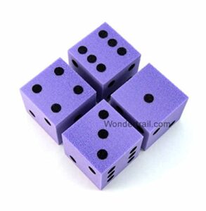 wondertrail purple foam dice with black dots d6 25mm (1in) pack of 4