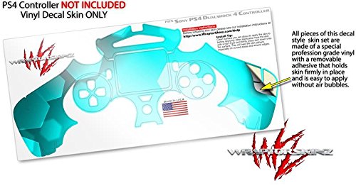 WraptorSkinz Vinyl Decal Skin Compatible with Sony PS4 Controller PlayStation 4 Original Slim and Pro Bokeh Hex Neon Teal (Controller NOT Included)