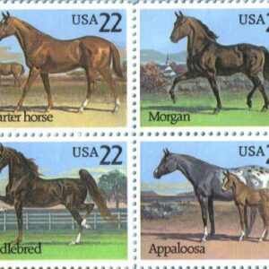 USPS Horse Breeds 1985 Full Sheet of 40 x 22 Cent Stamps Scott 2155-58