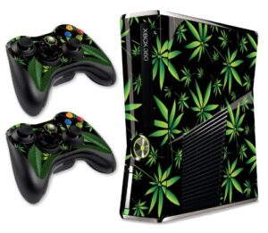 247 skins graphics kit sticker decal compatible with xbox 360 slim and controllers - weeds black