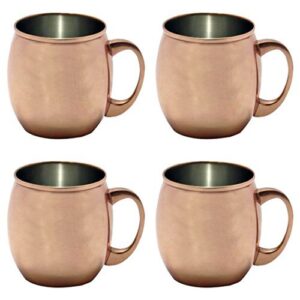 threshold stainless steel copper-plated 16 ounce barrel moscow mule drinking mug - set of 4 beverage cups