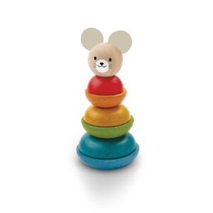 plantoys wooden mouse stacking ring (5681)| sustainably made from rubberwood and non-toxic paints and dyes