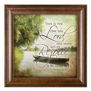 this is the day that the lord has made 12 x 12 framed woodgrain wall art plaque