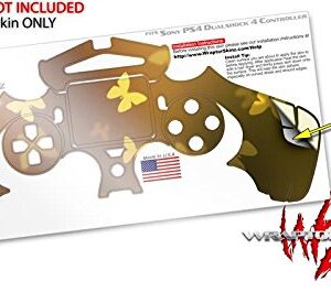 WraptorSkinz Vinyl Decal Skin Compatible with Sony PS4 Controller PlayStation 4 Original Slim and Pro Bokeh Butterflies Yellow (Controller NOT Included)