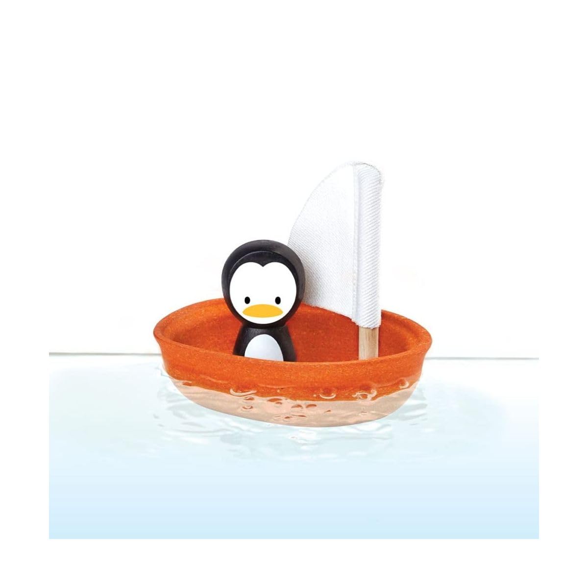 PlanToys Sailing Boat with Penguin Bath and Water Play Toy (5711) | Sustainably Made from Rubberwood and Non-Toxic Paints and Dyes | Eco-Friendly PlanWood