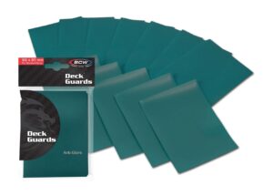 bcw deck guard - double matte teal card sleeves | acid-free, archival-safe, no pvc | anti-glare matte finish | fits standard 2½" x 3½" game cards | durable deck protector sleeves | 100 ct