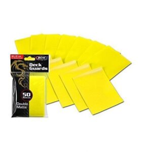 bcw deck guard - double matte yellow card sleeves | acid-free, archival-safe, no pvc | anti-glare matte finish | fits standard 2½" x 3½" game cards | durable deck protector sleeves | 100 ct