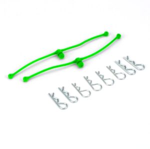 du-bro body klip retainer, with rubber attachments, for rc cars and trucks, 2-pack, lime green