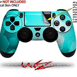 WraptorSkinz Vinyl Decal Skin Compatible with Sony PS4 Controller PlayStation 4 Original Slim and Pro Bokeh Hex Neon Teal (Controller NOT Included)