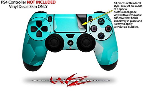 WraptorSkinz Vinyl Decal Skin Compatible with Sony PS4 Controller PlayStation 4 Original Slim and Pro Bokeh Hex Neon Teal (Controller NOT Included)