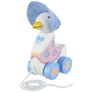 orange tree toys peter rabbit: pull along: jemima puddle-duck - wooden toy, wheeled character, encourage first steps, fsc certified, licensed, toddler & kids ages 1+