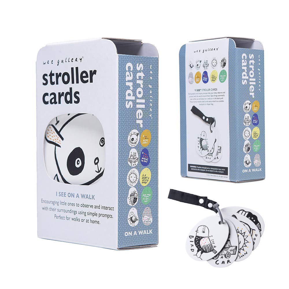 Wee Gallery Stroller Cards - I See On a Walk - Identification Travel Activity for Babies and Toddlers, with Snap on Strap for Walks, Car Seat, Bag, Stroller