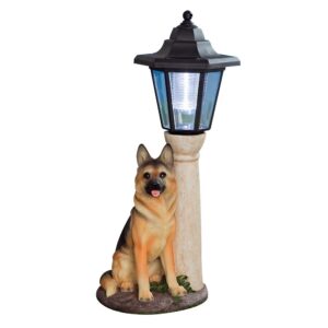 bits and pieces-solar shepherd lantern-solar powered garden lantern - resin dog sculpture with led light