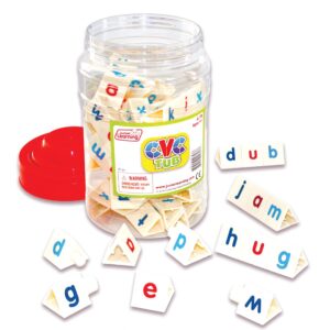 junior learning cvc tri-blocks tub, 90 blocks, ages 4-5, phonemic awareness, pre k-1, white