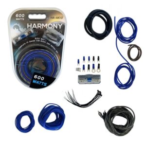 harmony audio ha-ak10 car stereo complete 10 gauge 600w amp amplifier install kit - nickel plated