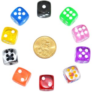 SmartDealsPro 10-Pack D6 Six Sided 16mm Transparent Dice Die for DND, MTG, RPG, Tenzi, Yahtze, Bunco, Table Borad Games, Math Teaching