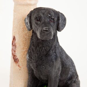 Bits and Pieces-Solar Black Lab Lantern-Solar Powered Garden Lantern - Resin Dog Sculpture with LED Light