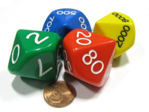 koplow games place value dice 29mm (1 1/8in) 10 sided dice set of 4