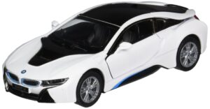 kinsmart bmw i8 white 5" 1:36 scale die cast metal model toy car w/pullback action